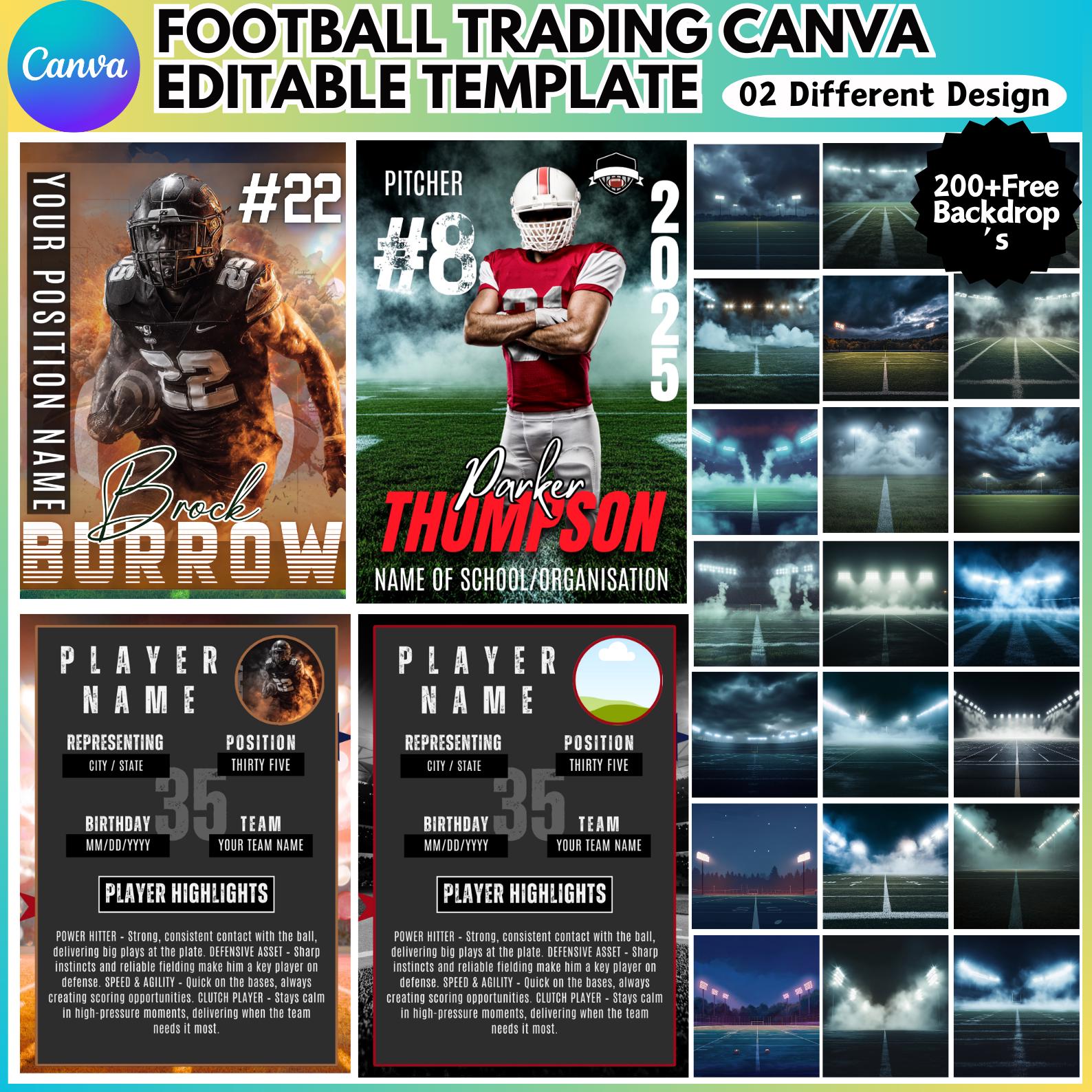 Football Trading Card Canva Editable, American Football Player Card ...