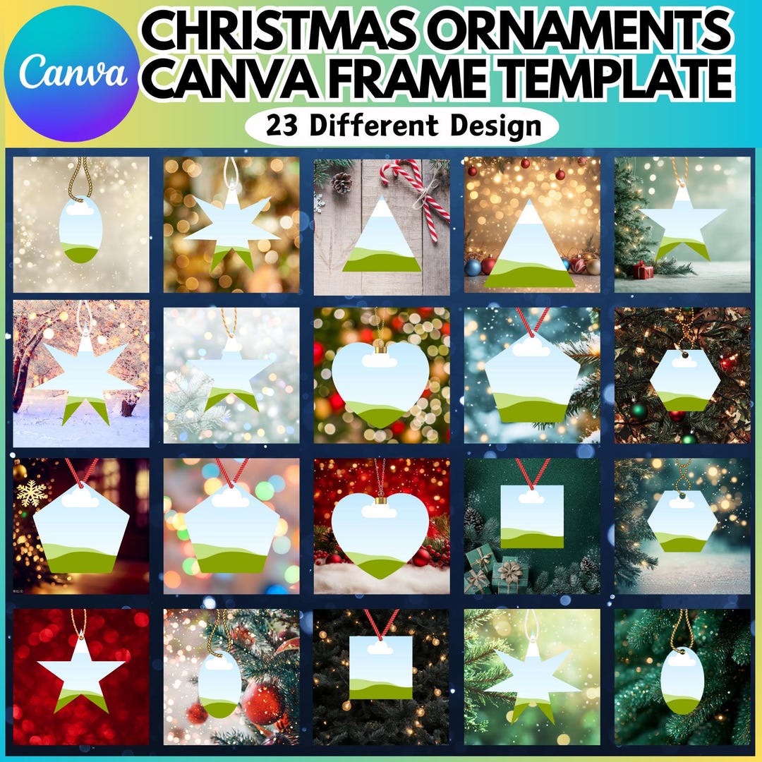 Christmas Ornament Canva Editable Bundle Template , Merry Christma ...