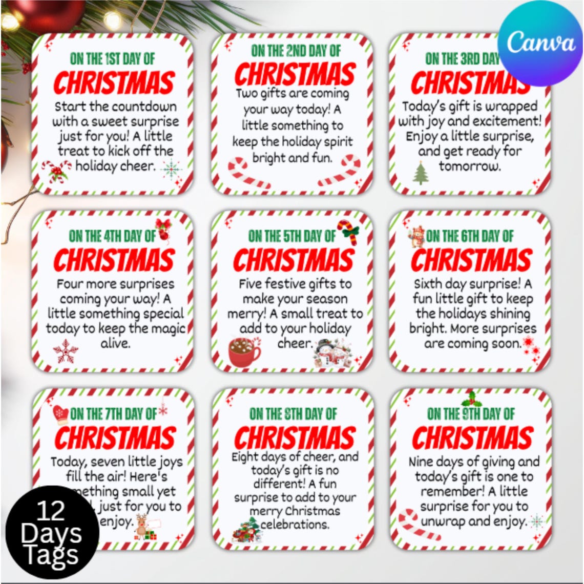 Christmas Mega Bundle, Editable Canva, Sticker, Gift Tags, Coupon ...