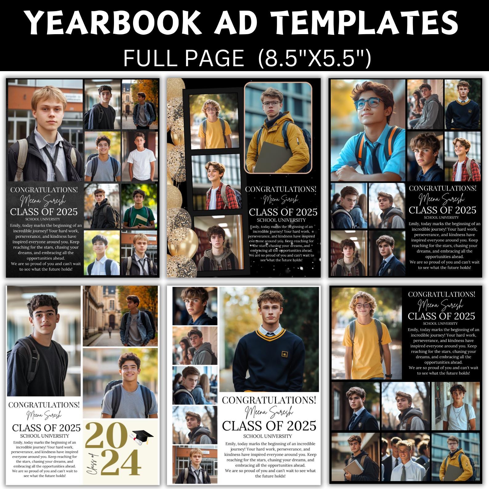 Full Page Yearbook Ad Canva Editable Template, Senior Yearbook Ad ...