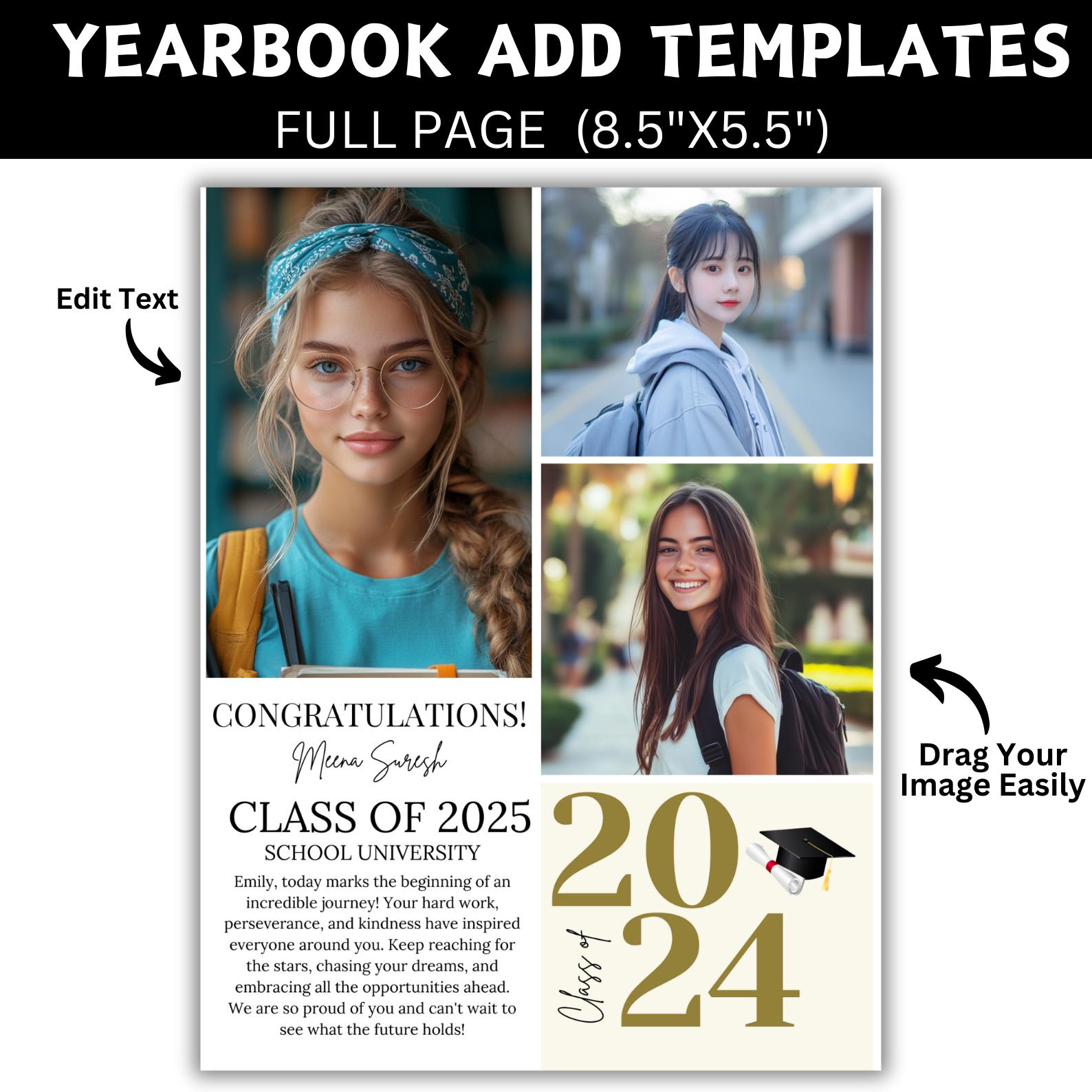 Full Page Yearbook Ad Canva Editable Template, Senior Yearbook Ad ...