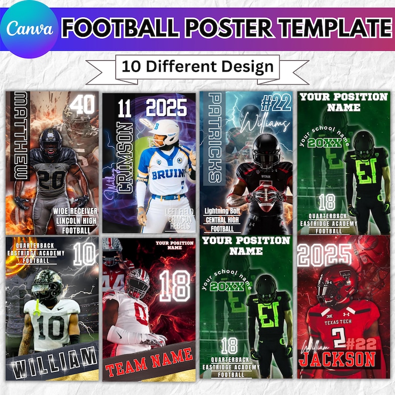 Football Poster Canva Template, Sports Background & Digital Backdrop ...