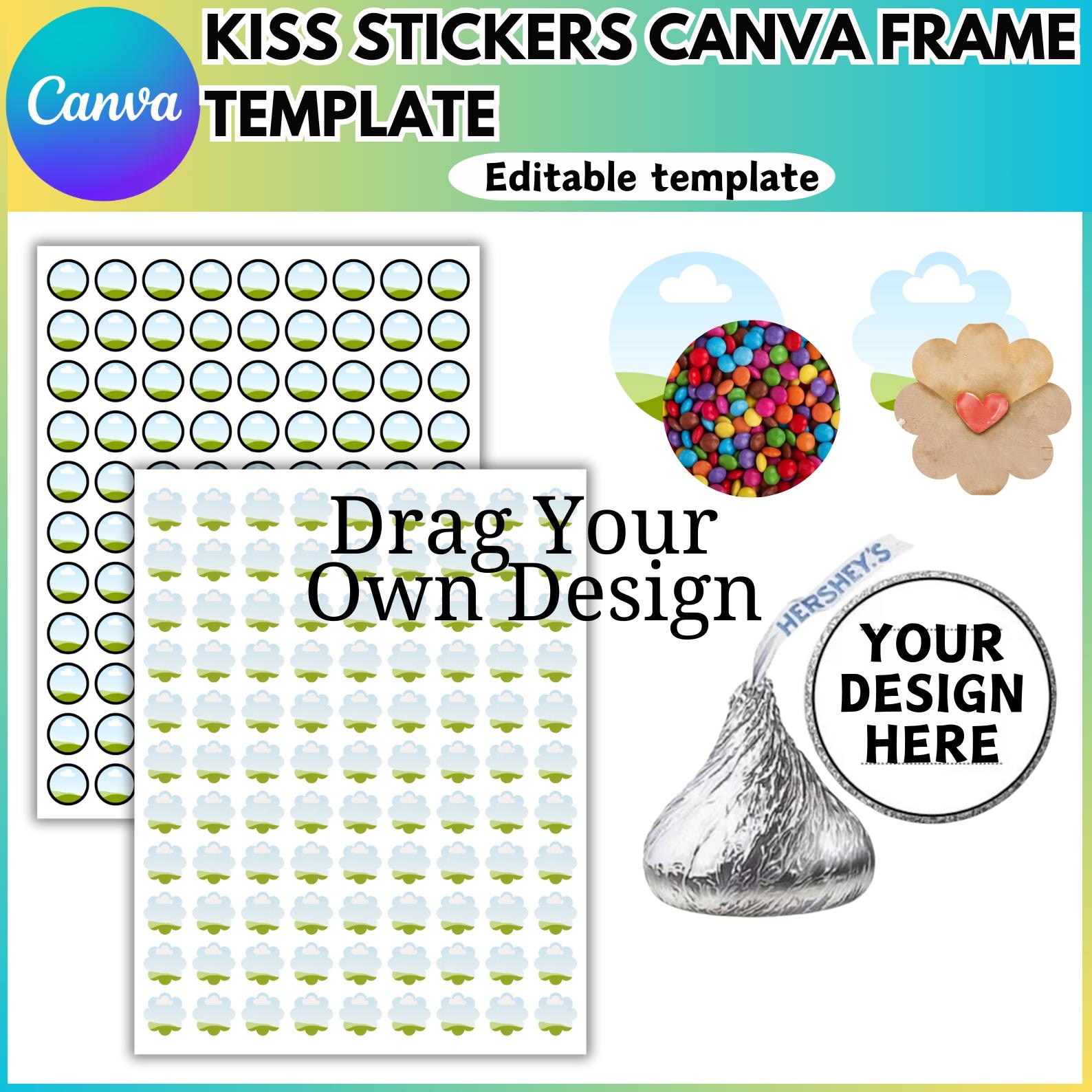 Kiss Sticker Template, Chocolate Kiss Sticker Template, Diy Packaging ...