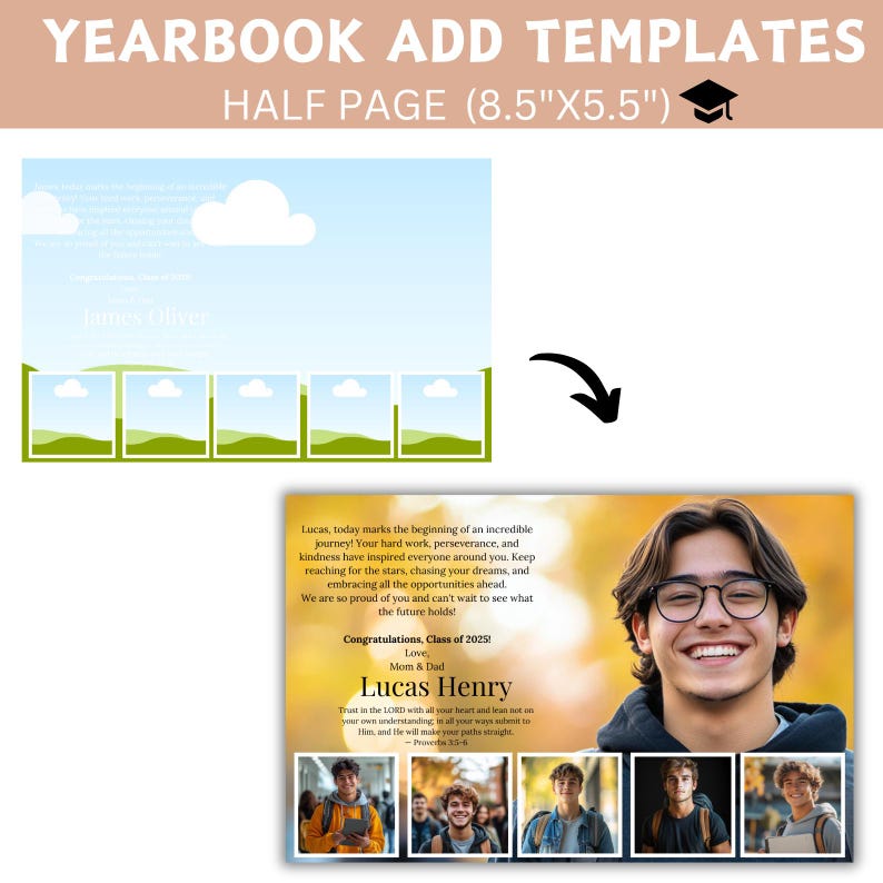 Half Page Yearbook Ad Canva Editable Bundle Template, Senior Yearbook ...