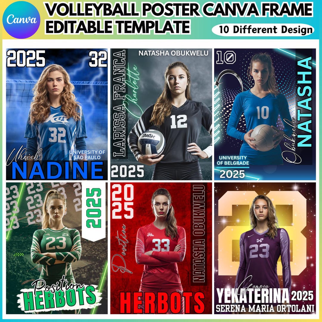 Volleyball Girls Poster Canva Template, Senior Night Banner, Sports ...