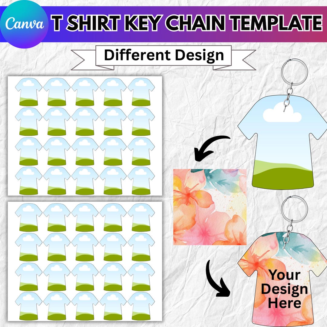 T-shirt Keychain Canva Template, Editable Keychain Mockup, T-shirt Key ...