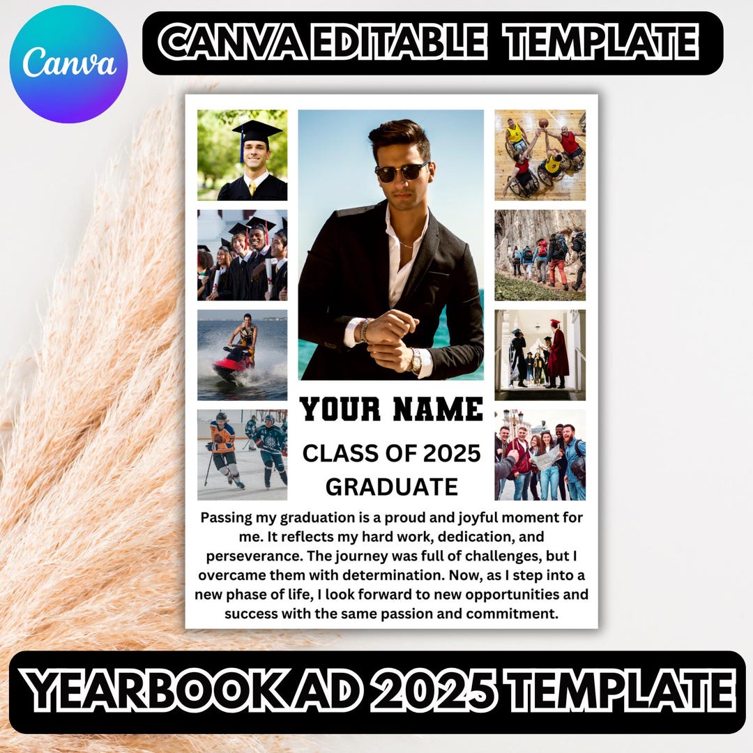 Yearbook Ad 2025 Full Page Canva Editable Template, Years Book Frame ...