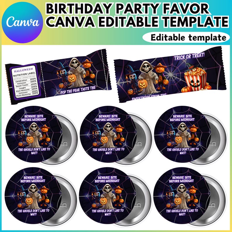Halloween Chip Bag Label Canva Template, Editable Chip Bag Party Favor ...