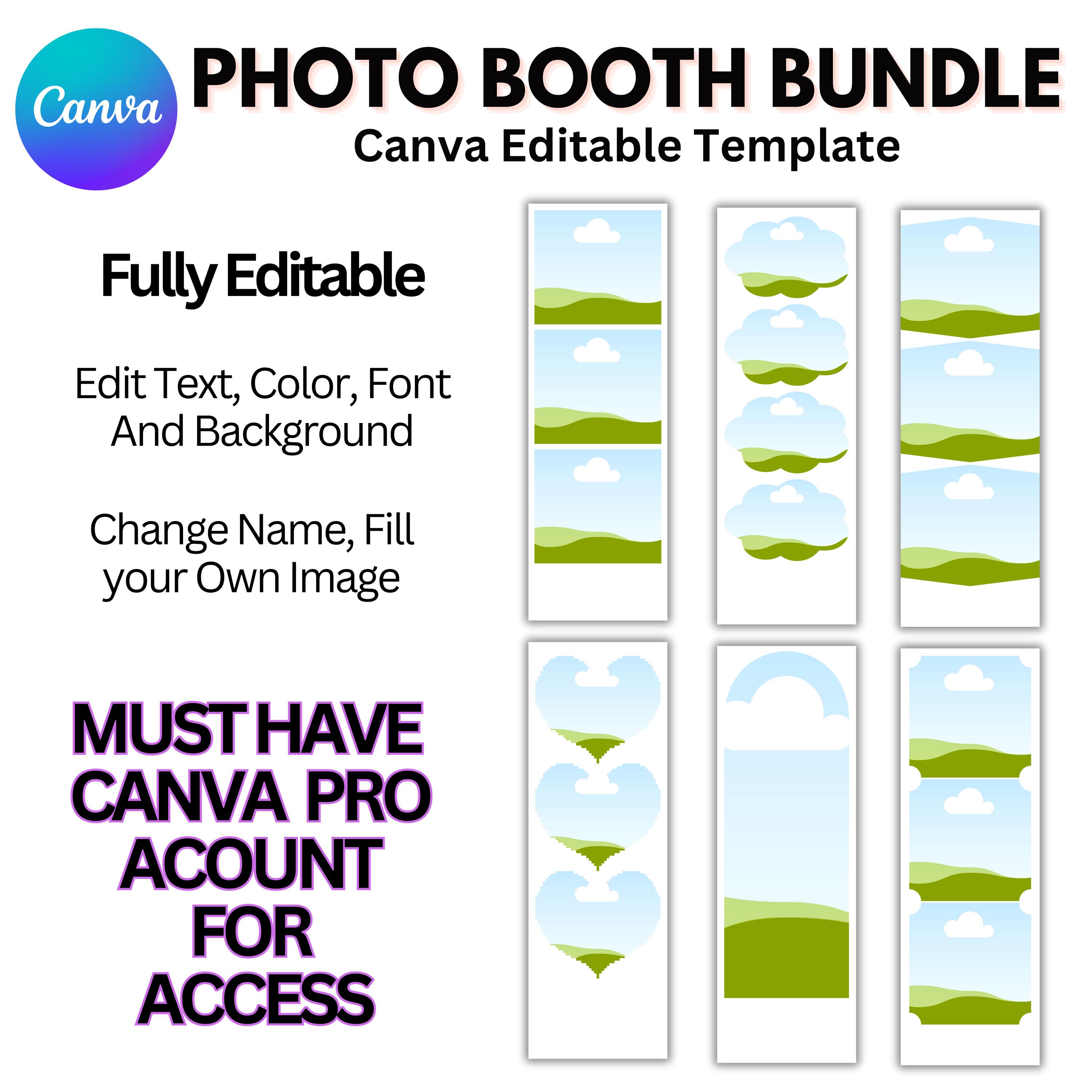 Photo Booth Template Bundle | Editable 6x4 Canva Frames | Printable ...