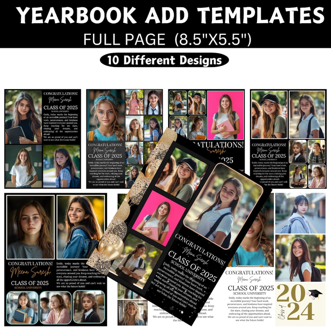 Full Page Yearbook Ad Canva Editable Template, Senior Yearbook Ad ...