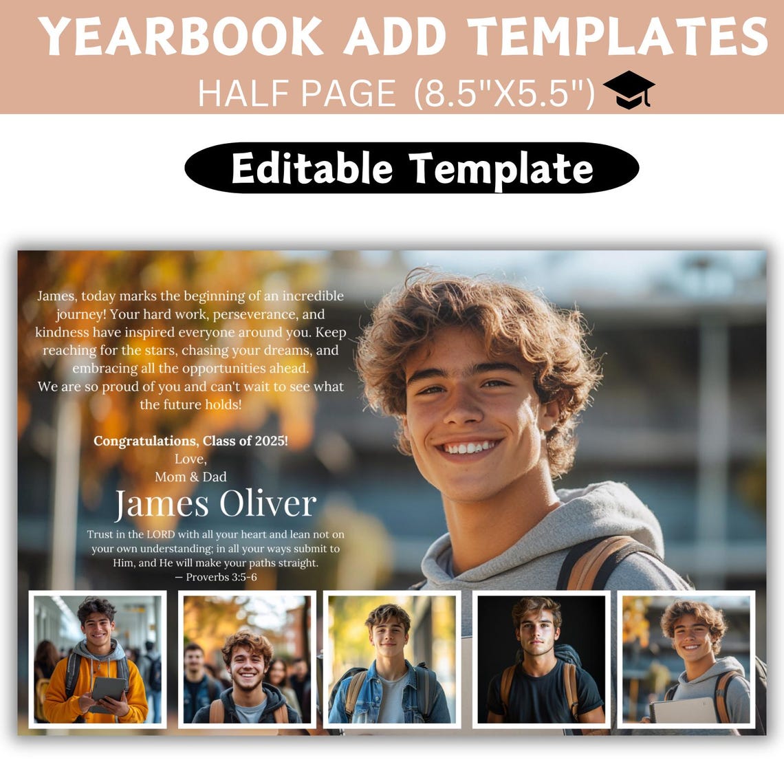Yearbook Ad Canva Editable Template, Senior Yearbook Ad Template ...