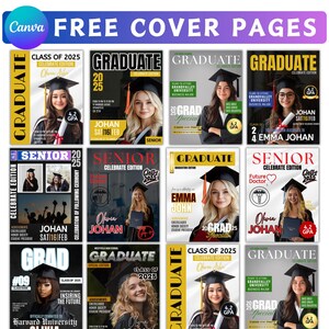 Graduation Magazine Booklet Canva Editable Template Bundle, 2025 Senior ...