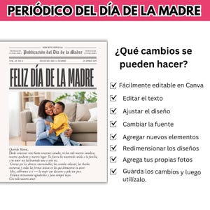 Plantilla Editable De Periódico Para El Día De La Madre En Canva ...