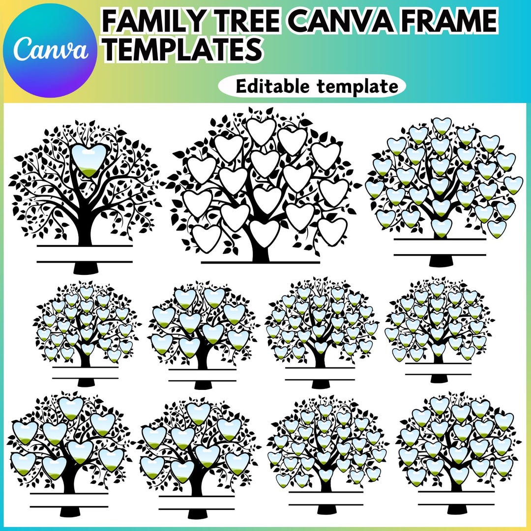 Heart Tree Canva Frames, Design Your Own Family Tree Photo Collage in ...