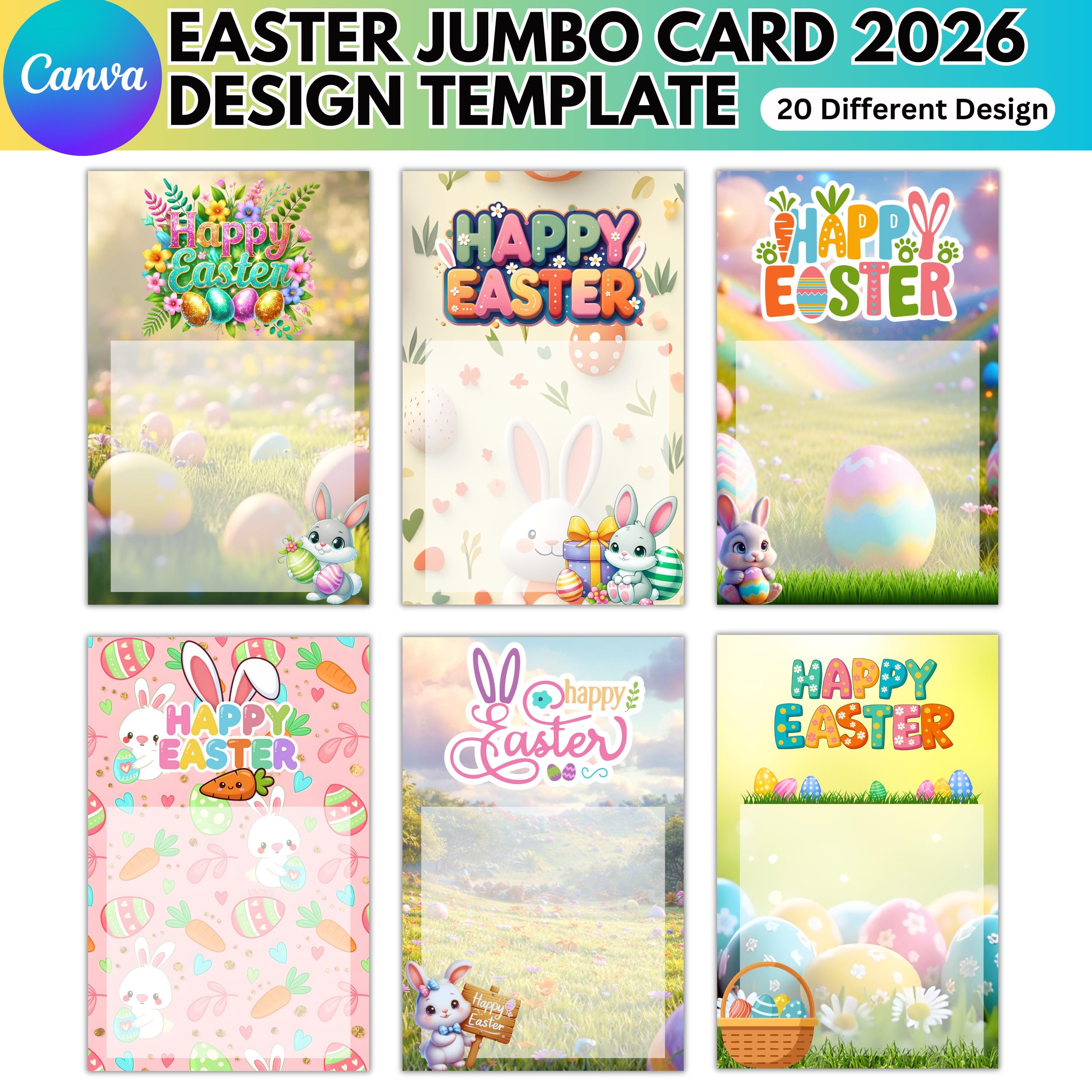 Easter Jumbo Treat Card Template, Printable Easter Treat Holder, Bunny ...