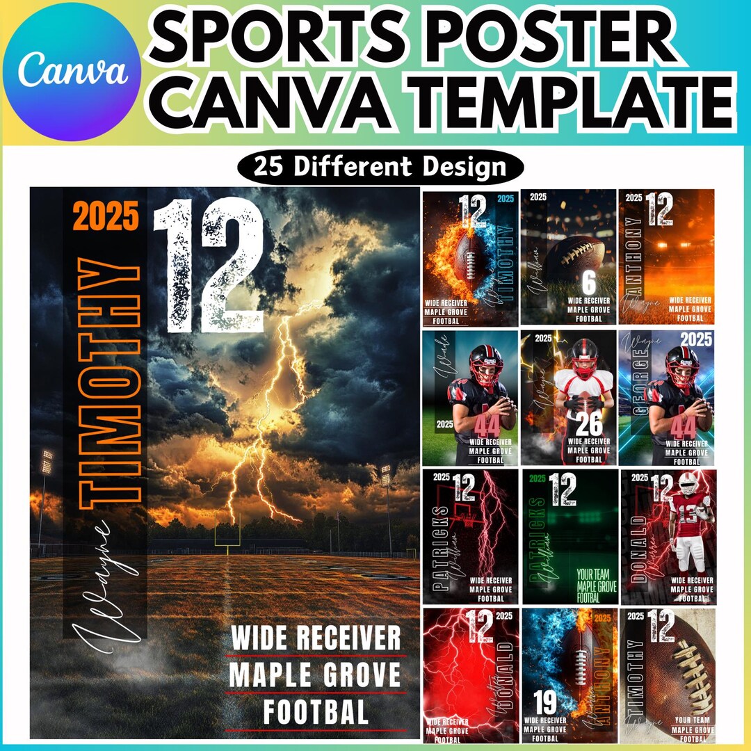 Football Poster Canva Template, Sports Background & Digital Backdrop ...