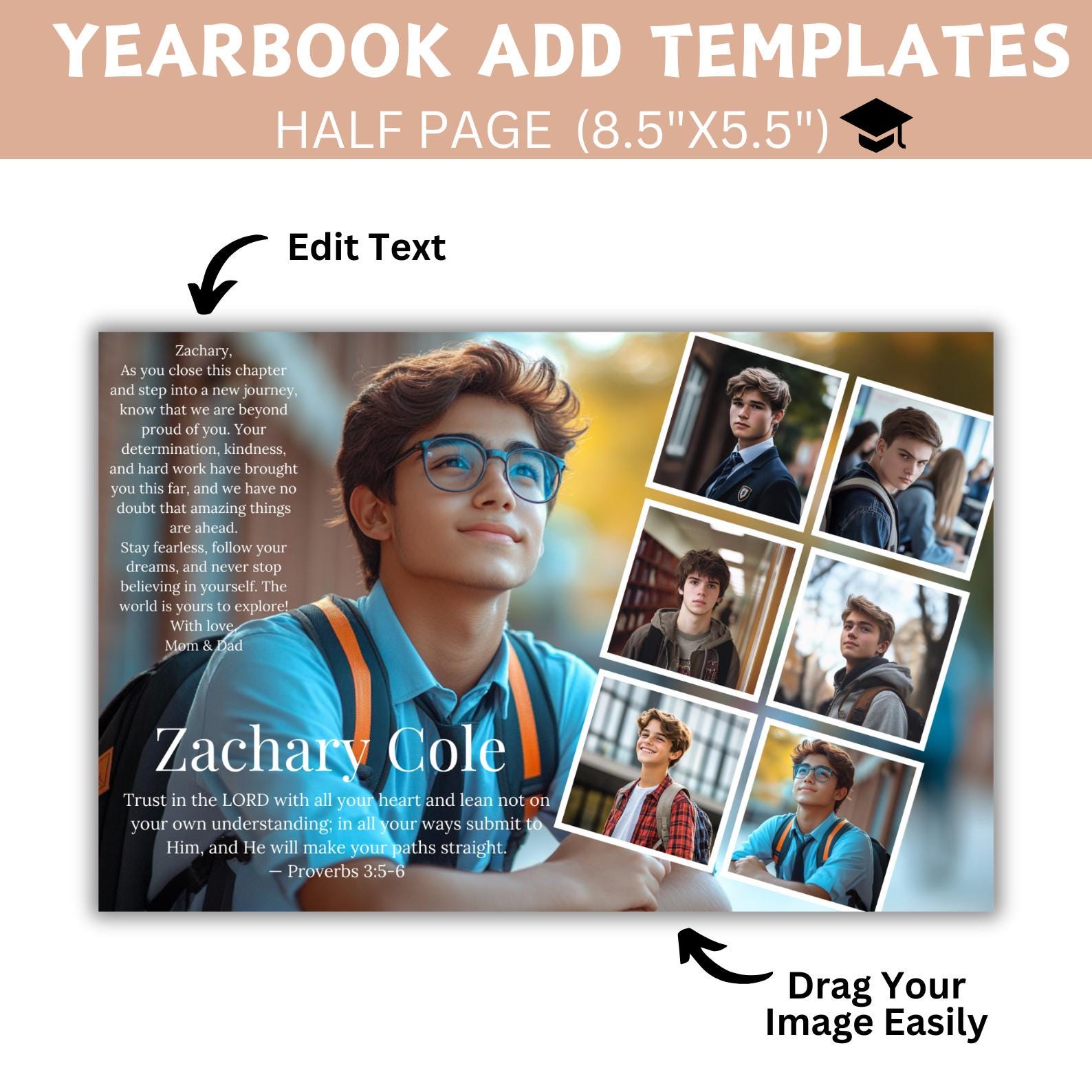 Half Page Yearbook Ad Canva Editable Bundle Template, Senior Yearbook ...