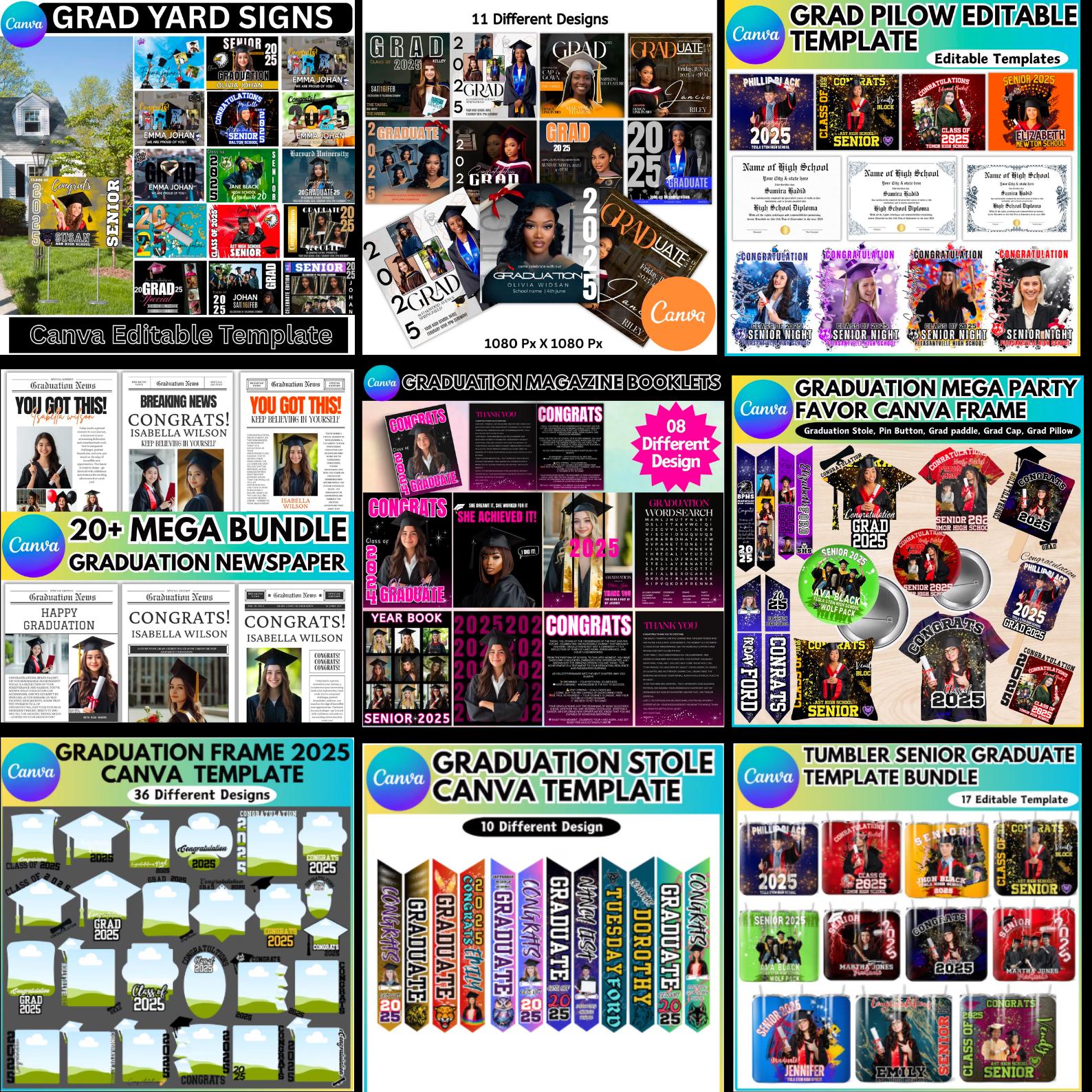 Graduation Mega Bundle Template, Grad Newspaper, Congrats Bootleg ...