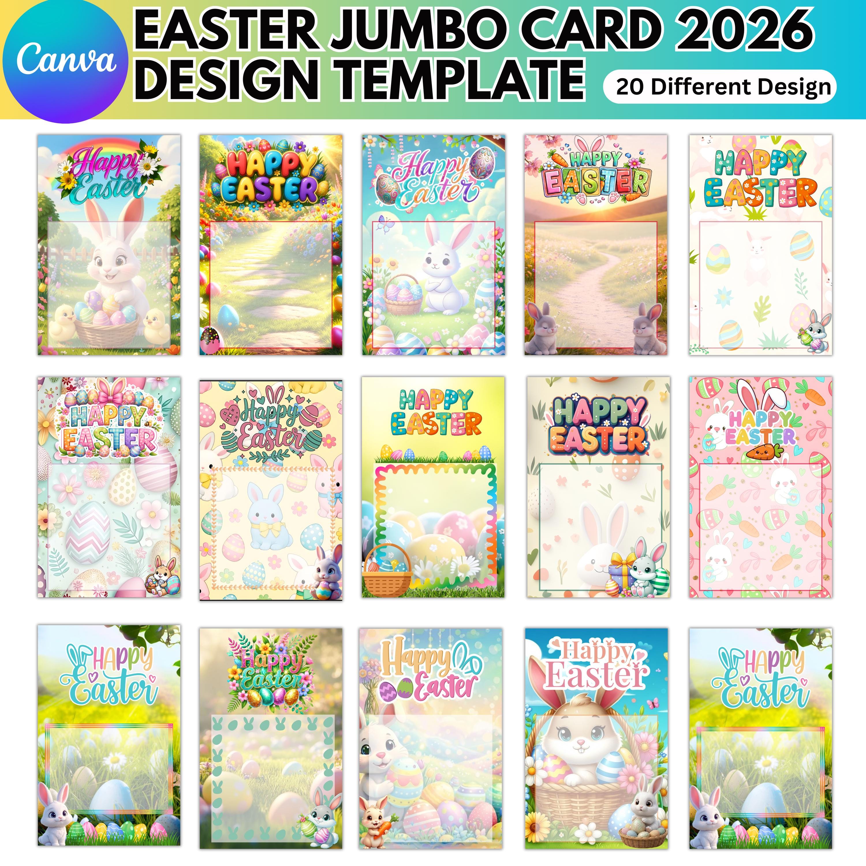 Easter Jumbo Treat Card Template, Printable Easter Treat Holder, Bunny ...