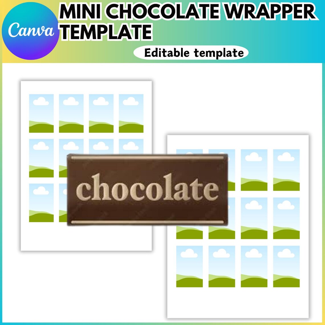 Mini Chocolate Wrapper Canva Editable Template, Mini Candy Wrapper Svg ...