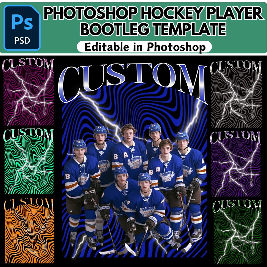 Custom Hockey Bootleg Editable Photoshop (PS) Templates Designs ...