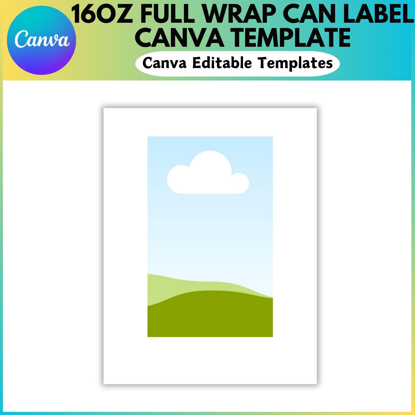 16oz Full Wrap Can Label Template, Full Wrap Can Canva Editable, 16oz ...