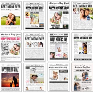 Mothers Day Newspaper Canva Editable Bundle, Mothers Day Gift Design ...