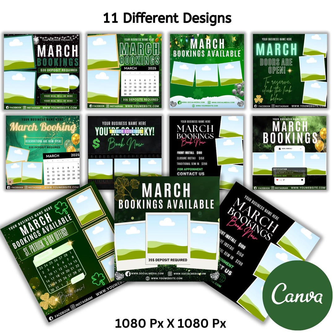 10 March Booking Flyer St Patrick’s Day Canva Template, March Event ...