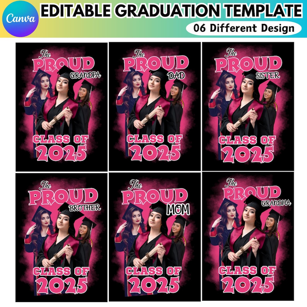 Pink Proud Family Class of 2025 Canva Editable Template, Graduation ...