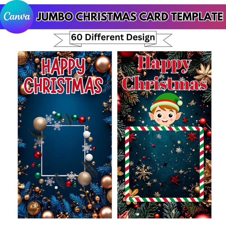 Jumbo Christmas Cards Bundle, Jumbo Christmas Card Templates, Christmas ...