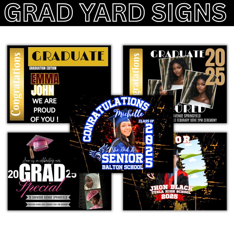 Graduation Yard Sign Canva Editable Templates, Congrats Grad Signs ...