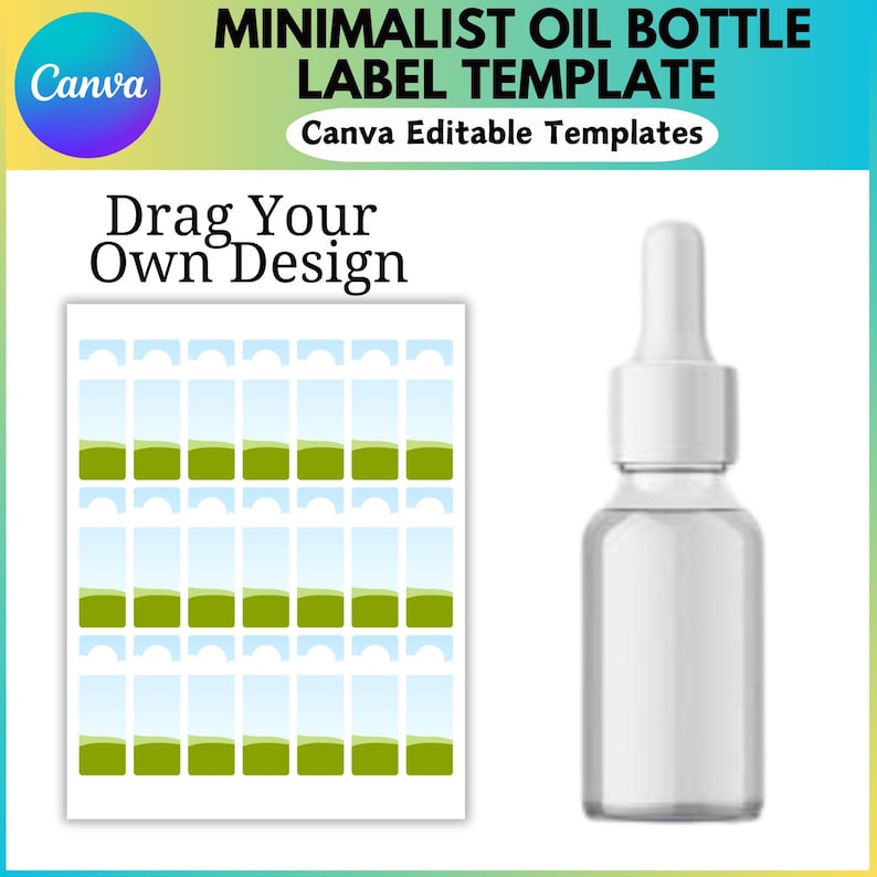 Minimalist Essential Oil Bottle Label Template, Canva Editable, Canva ...