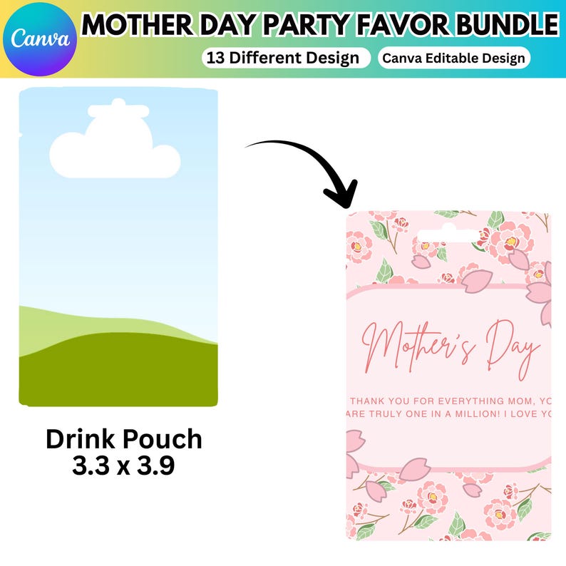 Mother’s Day Party Favor Bundle – Floral Skin Mom Kit, Editable Canva ...