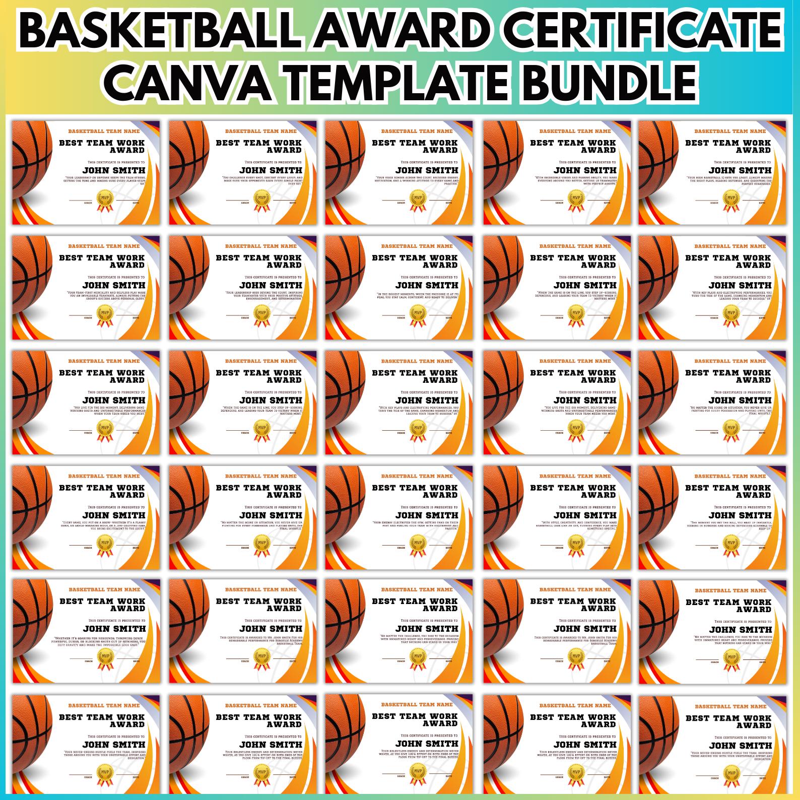 Basketball Awards Printable Canva Editable Template, End of Season ...