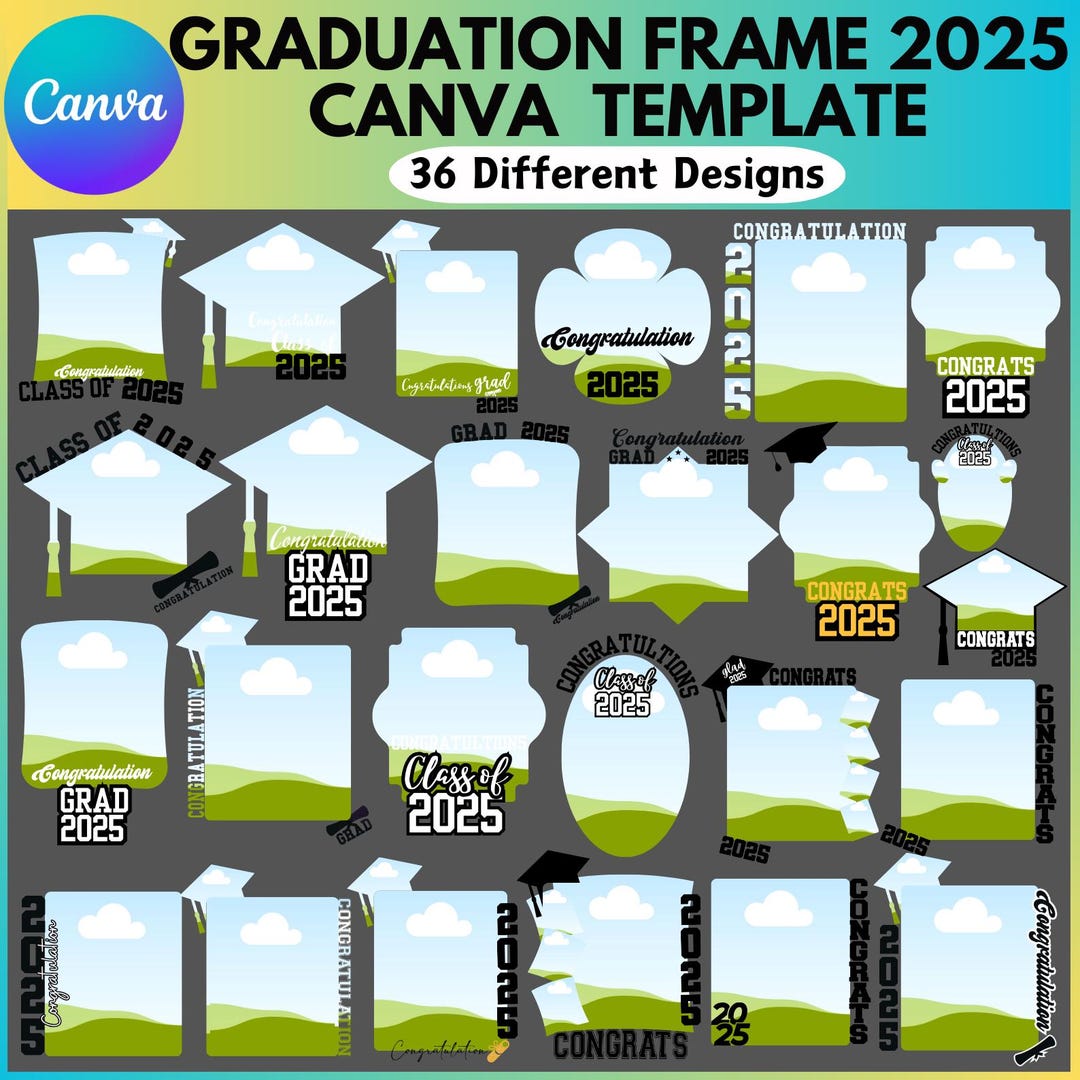 Graduation Canva Frame Editable Template, Congratulation Senior 2025 ...