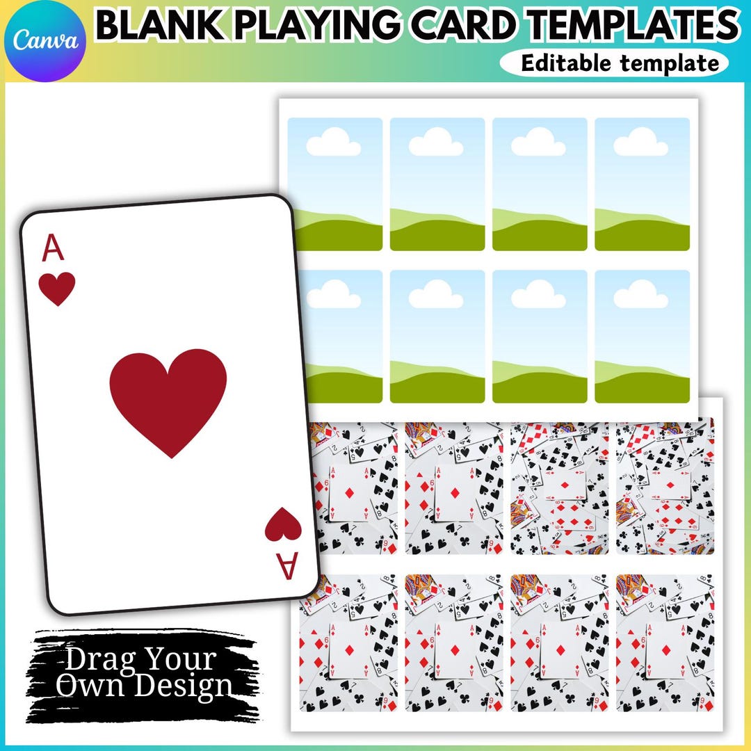 Blank Playing Card Canva Editable Template, Poker Card Template, DIY ...