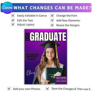 Graduation Magazine Booklet Canva Editable Template Bundle, 2025 Senior ...