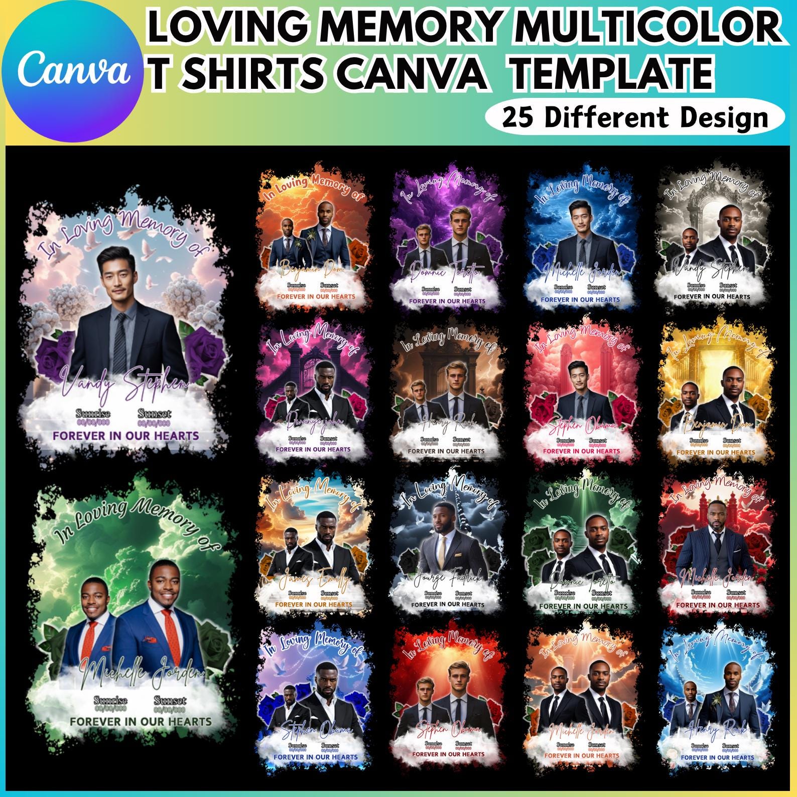 In Loving Memory Design T Shirt Canva Editable Template, Memorial Canva ...