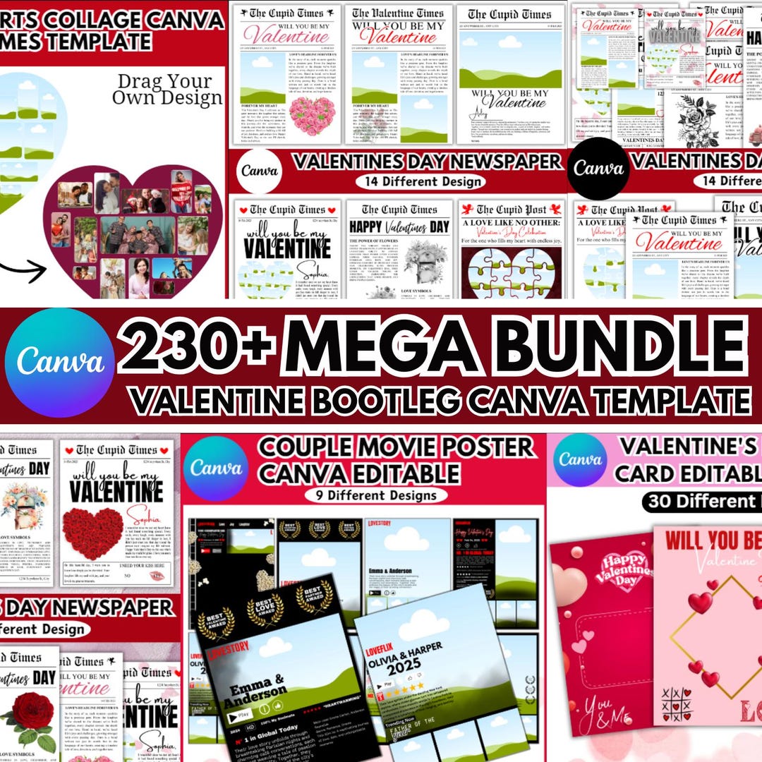 Valentine Mega Bundle Template, Valentine Bootleg Designs, Valentine ...