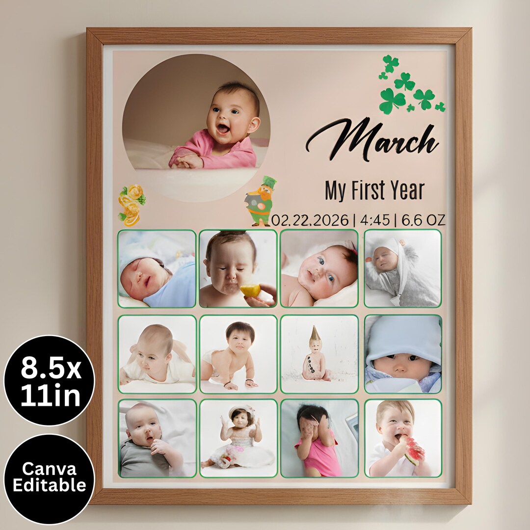 New Baby Born Calendar |march Baby Milestone Born Chart | First Year ...