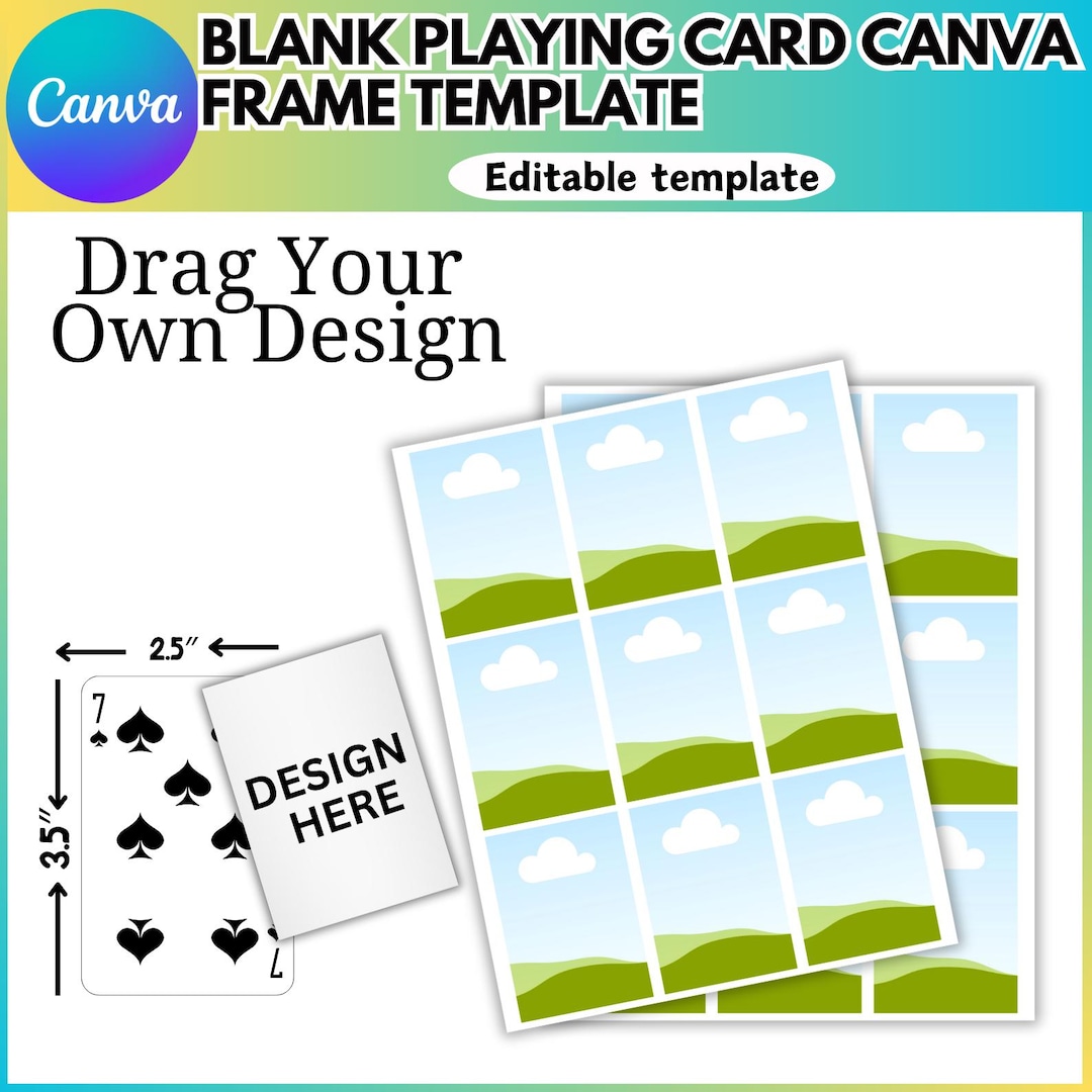 Blank Playing Card Canva Editable Template, Poker Card Template, DIY ...