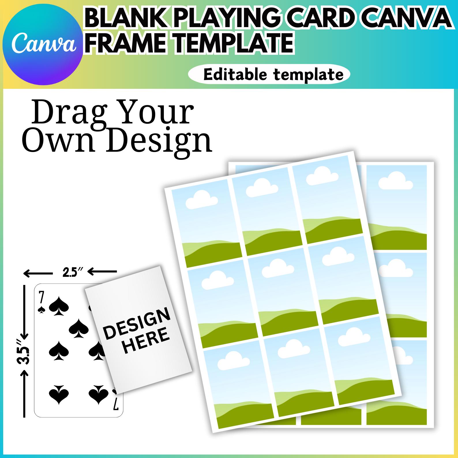 Blank Playing Card Canva Editable Template, Poker Card Template, DIY ...