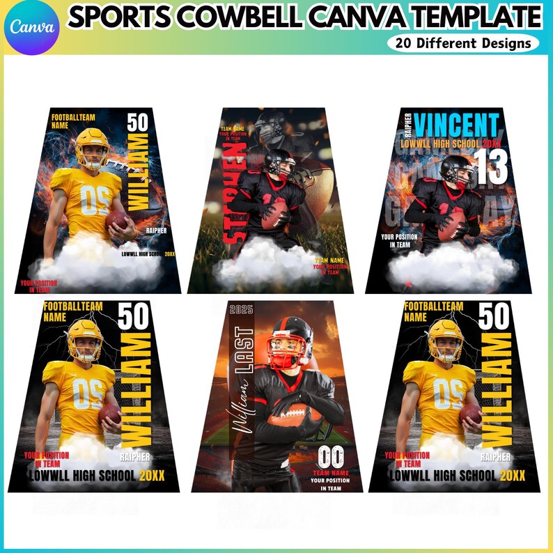 Cowbell Football Canva Editable Template, Mom Cowbell Design, Football ...