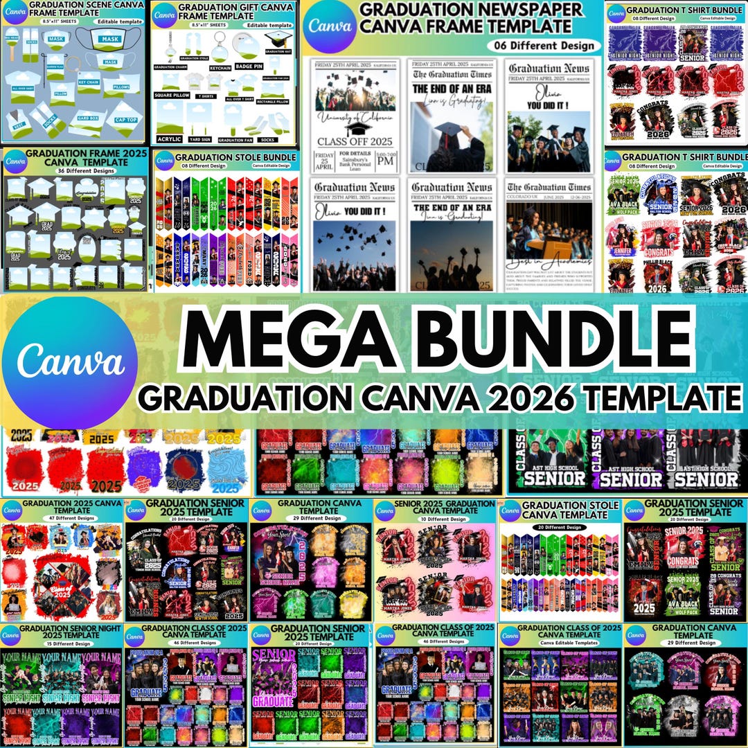 Graduation Mega Bundle Template, Grad Newspaper, Congrats Bootleg ...