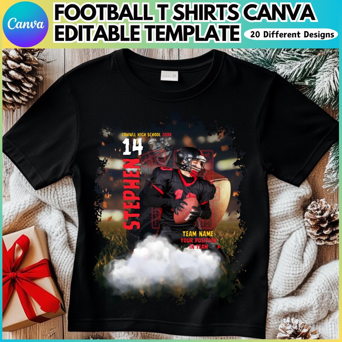 Football T Shirt Canva Editable Template, Custom Football Bundle ...