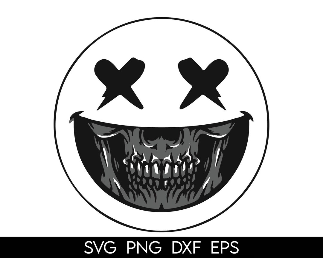 Smiley Skull SVG Smiley face crâne svg squelette T-Shirt - Etsy France