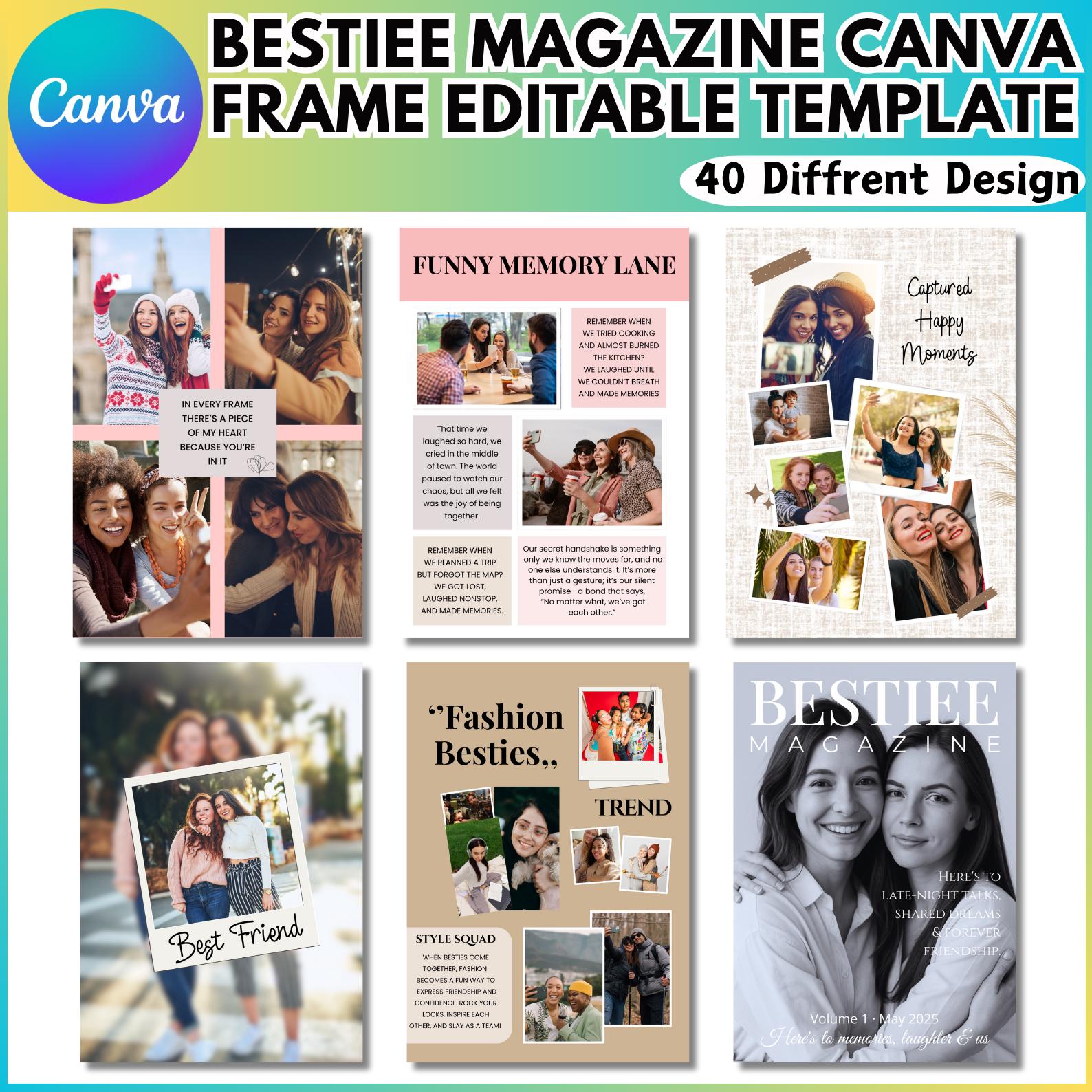 Bestie Magazine Canva Editable Template, Personalized Besties Gift ...