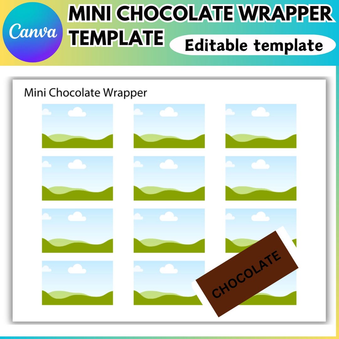 Mini Chocolate Wrapper Canva Frame Editable Template, Chocolate Wrapper ...