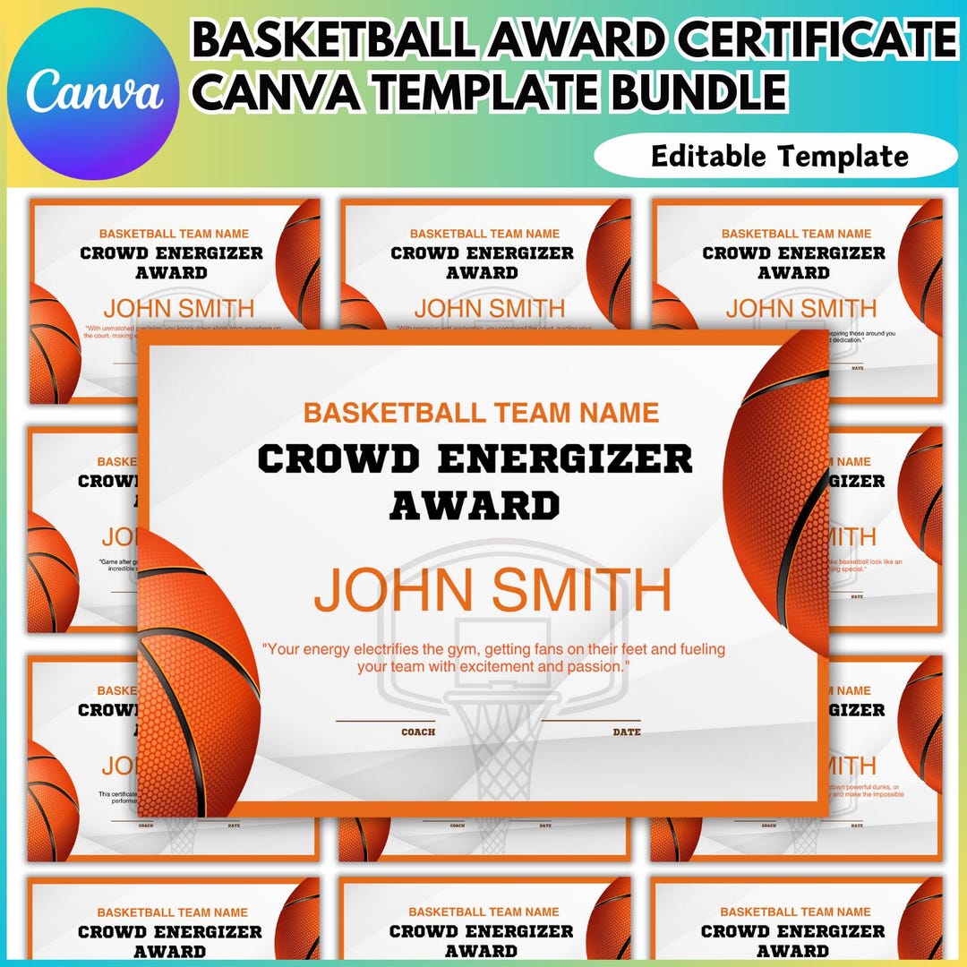 Basketball Awards Printable Canva Editable Template, End of Season ...