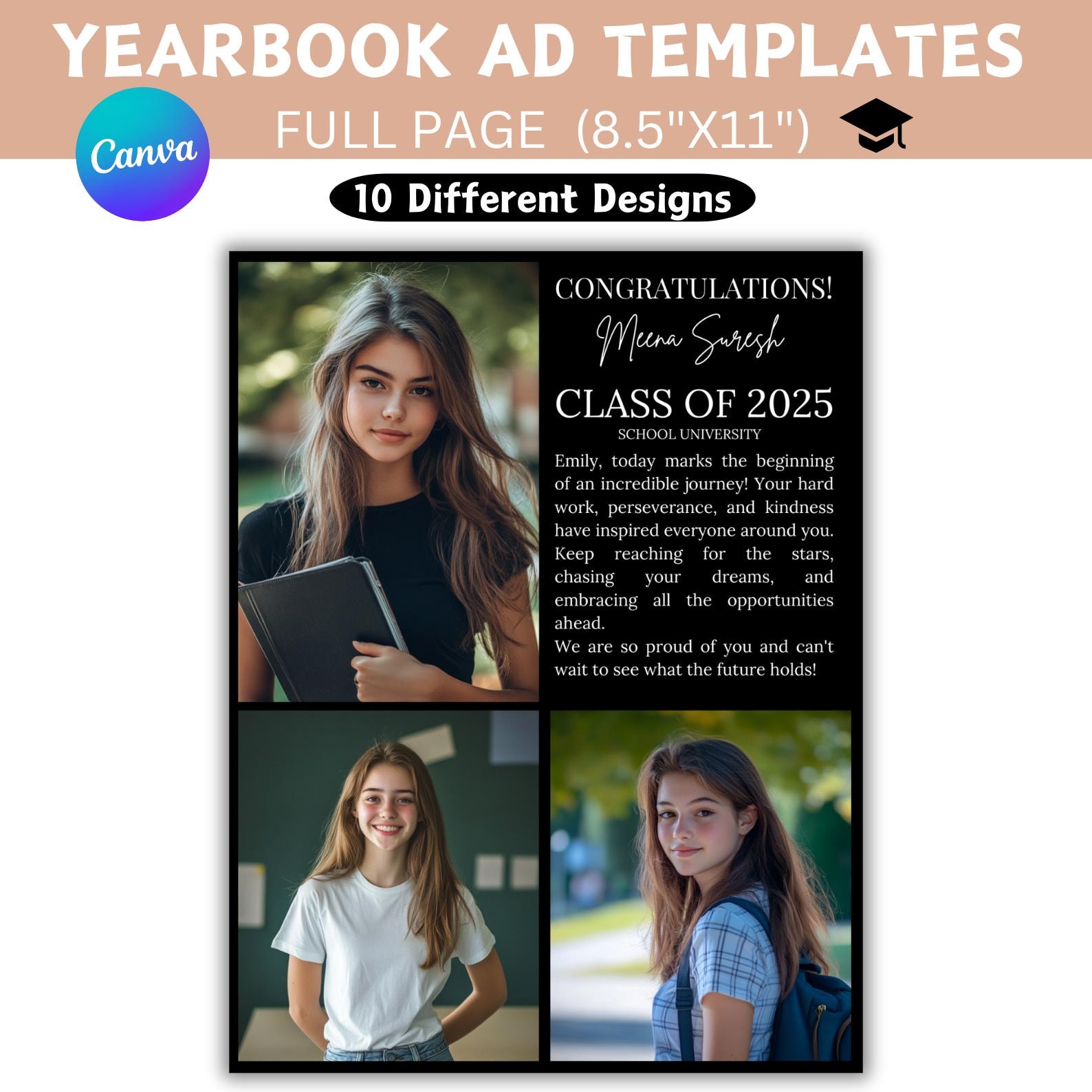 Full Page Yearbook Ad Canva Editable Template, Senior Yearbook Ad ...
